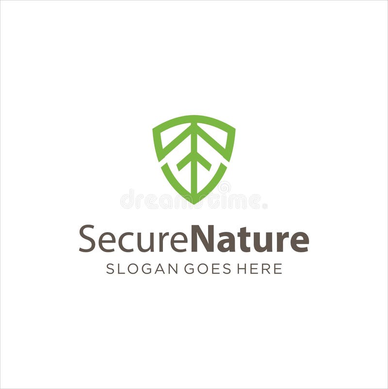 Green Shield Leaf Logo . Secure Nature Design Vector Stock Stock Vector ...