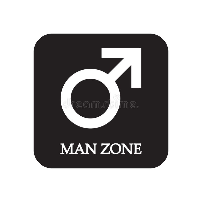 Male Zone Icon on Black Rounded Square Background. Flat Symbol ...