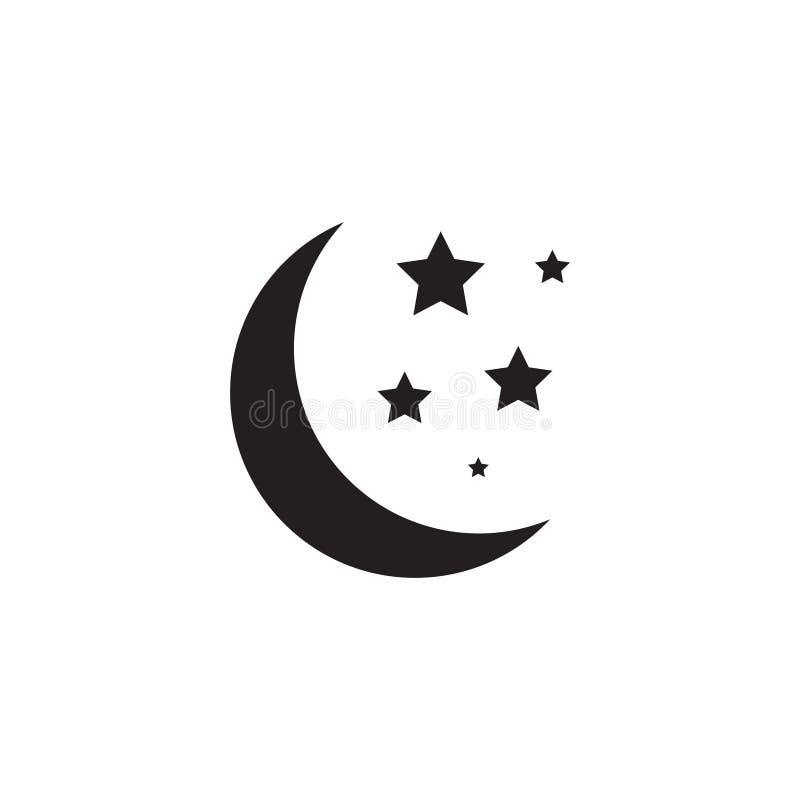 Night Icon Symbol. Moon and Stars Element. Stock Vector - Illustration ...