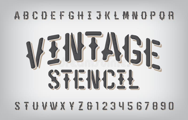 Decrepit Alphabet Font. Vintage Letters and Numbers Stock Vector ...