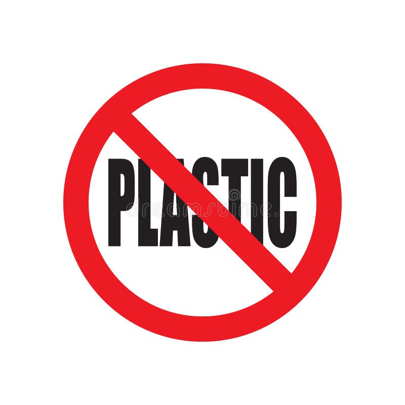 Stop Plastic Pollution Banner. Forbidden Sign with Black Plastic Bag ...