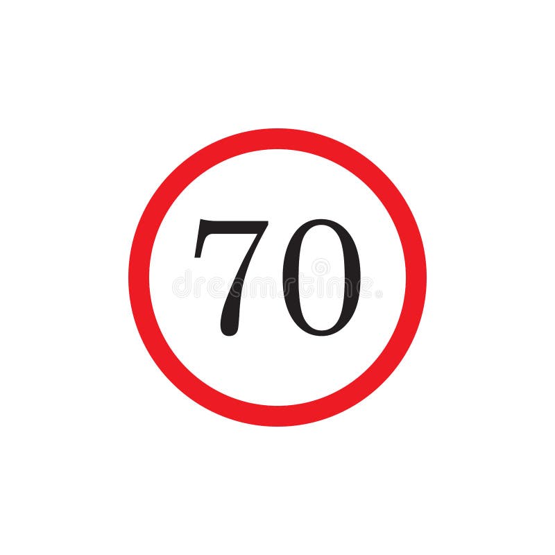 70 Speed Limitation Road Board Sign. Vector Illustration Isolated on ...