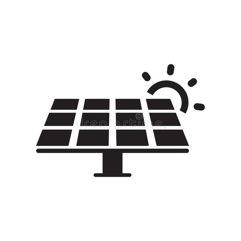 Solar Energy Panel. Simple Flat Icon. Black and White. Vector ...