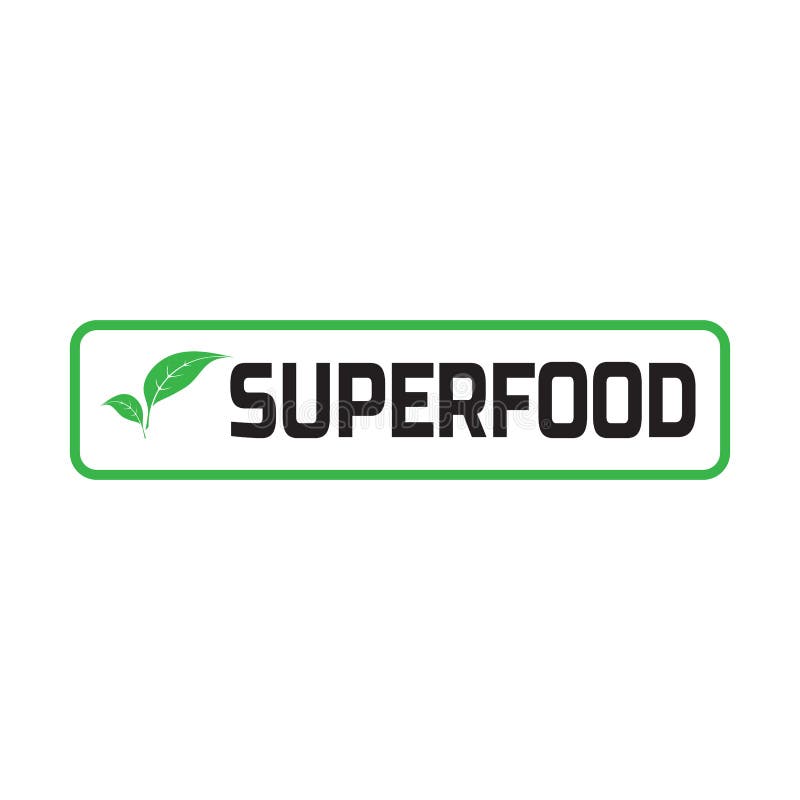 Superfood Green Word Text with Leaf for Icon, Sign, Symbol, Label ...