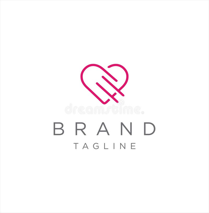 Monogram Heart Love Logo Line Design Abstract Stock Vector . Love Heart ...