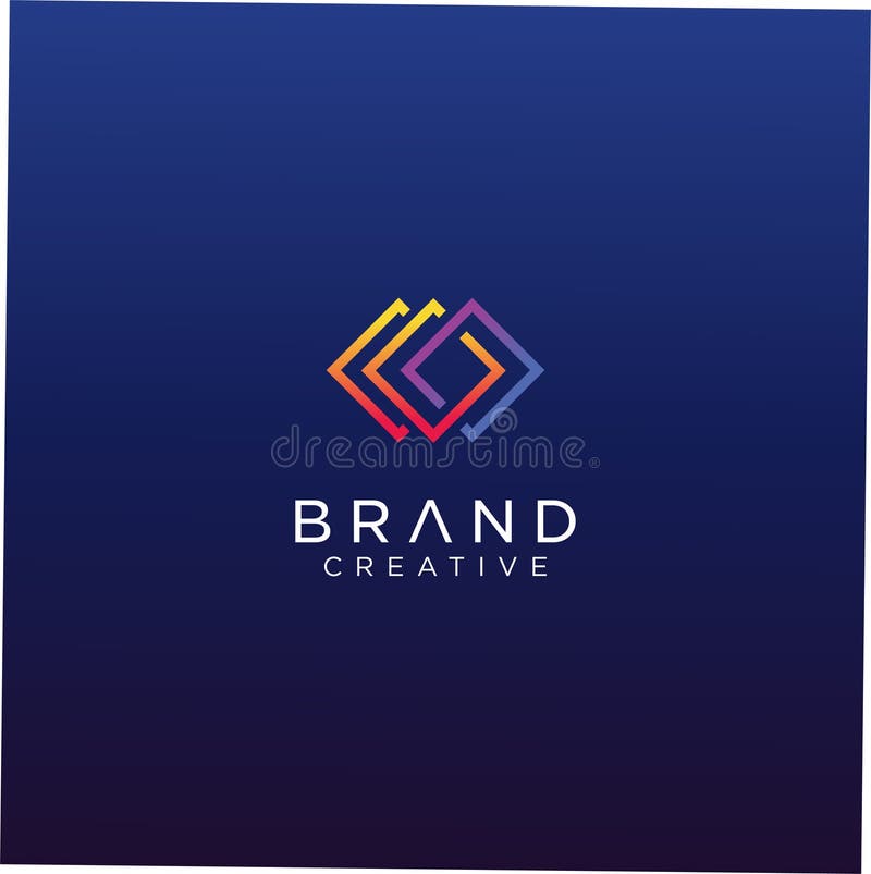 Square Tech Logo . Abstract Colorful Square Logo Line Design Vector ...
