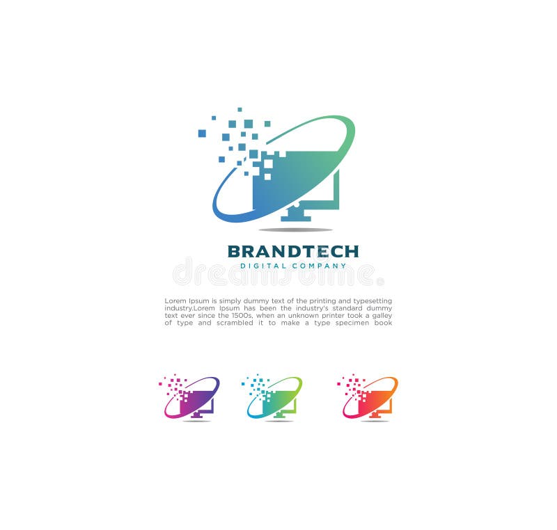Smart Monitor Tech Logo Design Vector Icon Illustration . Abstract ...