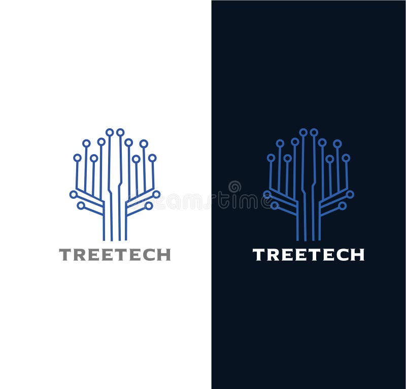Tree Tech Logo Design Template . Abstract Technology Tree Logo Vector ...