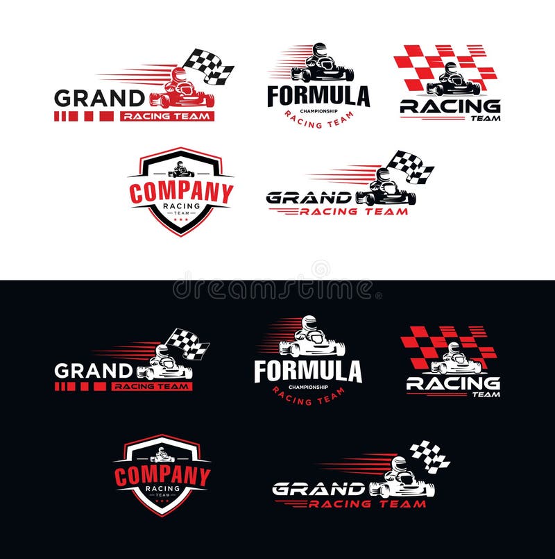 Set of Karting Race Symbol Logo Emblem Template Vector Image . Go Kart ...