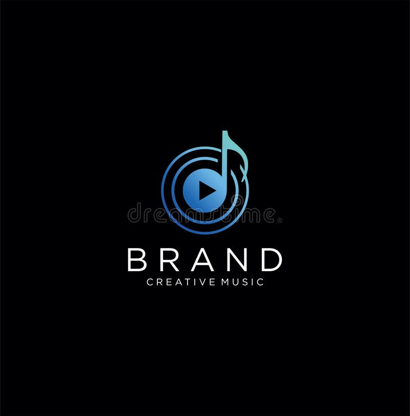 Play Music Video Logo Design . Media Player Note Logo Emblem Stock ...