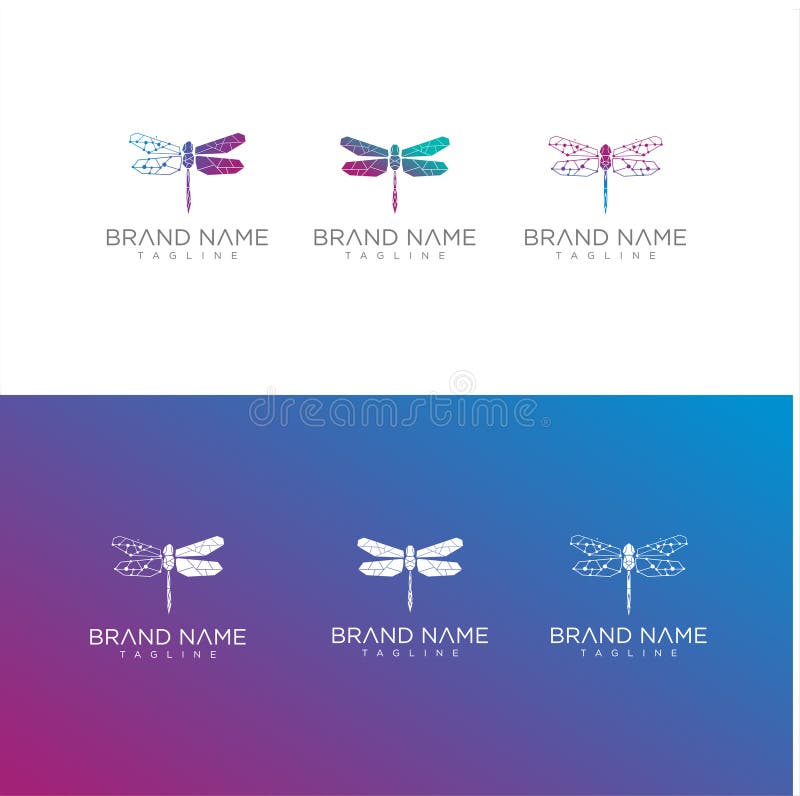 Set of Dragonfly Tech Logo .Digital Dragonfly Logo Stock Illustration ...
