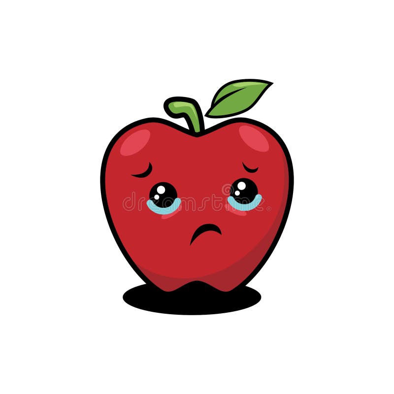 Illustration Graphic Vector of Red Apple with Sad Expression, Crying ...