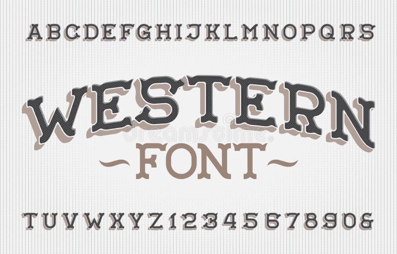 Western Alphabet Font. Retro Letters and Numbers Stock Vector ...