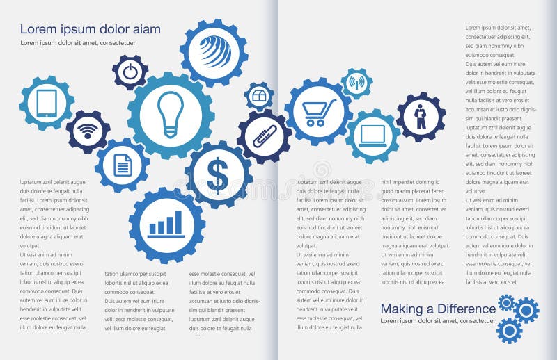 Tasteful Two Page Spread Layout Template Stock Vector - Illustration of ...