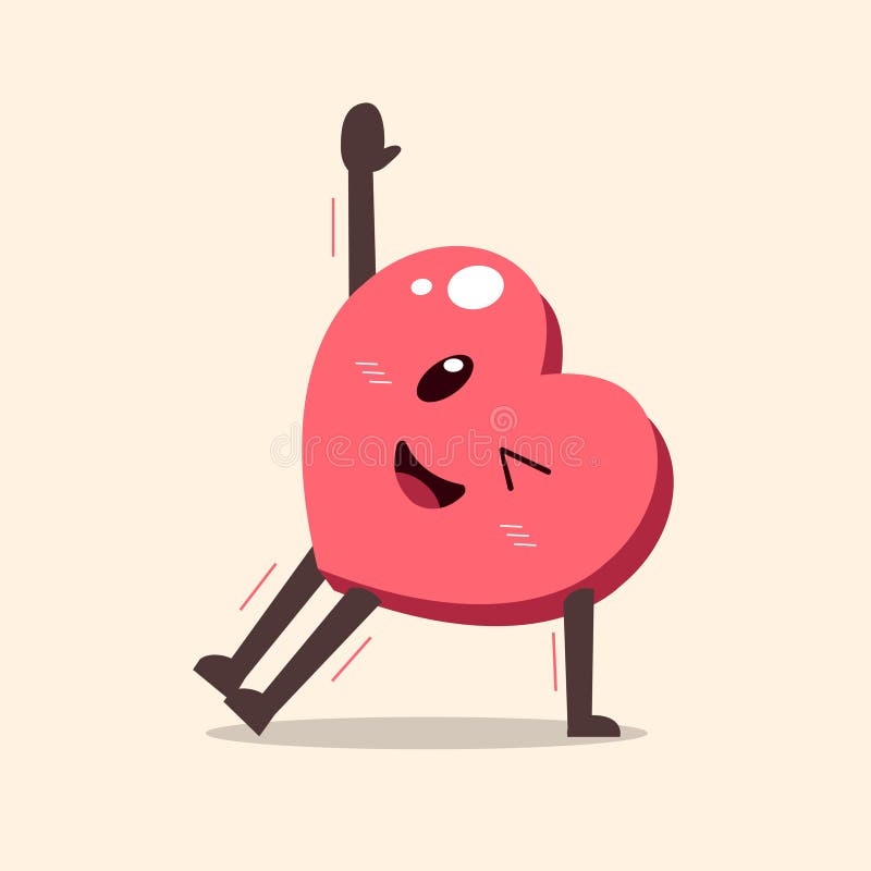 Cartoon Heart Character Doing Dumbbell Lateral Raise Exercise Training ...