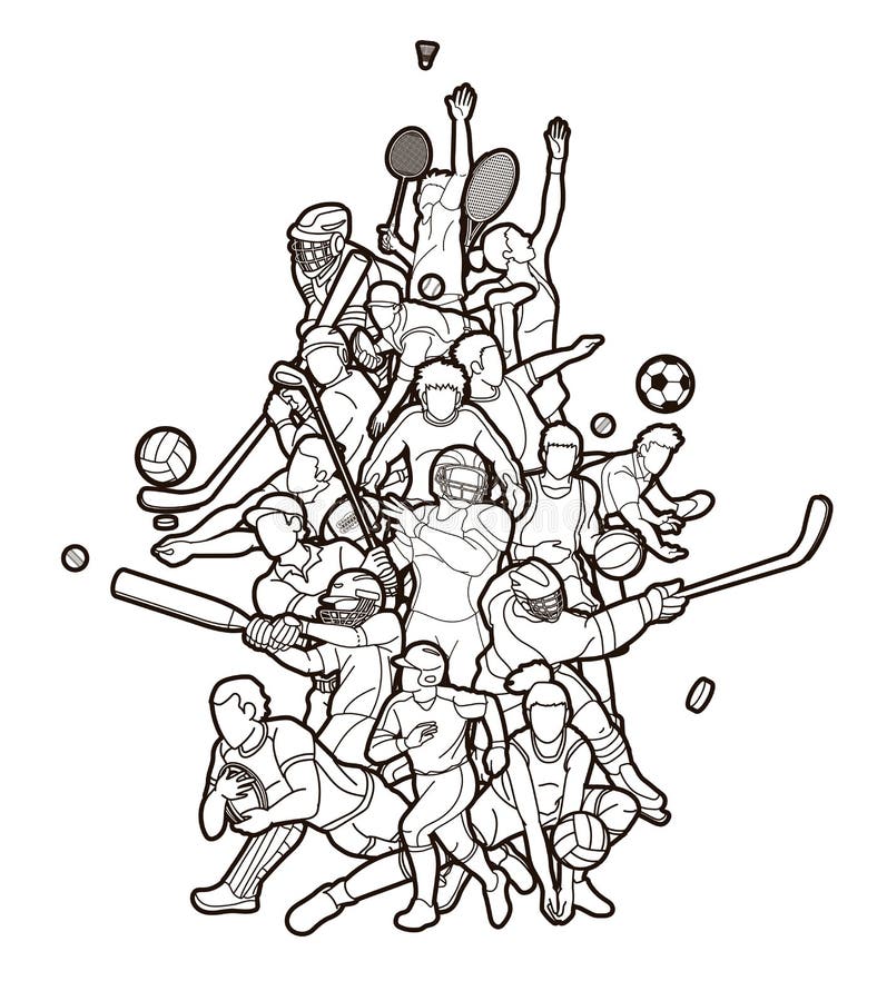 Sports Mix Sport Players Action Cricket Basketball Baseball Rugby Ice ...