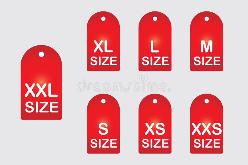 Size Clothing Stickers or Labels Set, Xxl, Xl, L, M, S, Xs, Xxs ...