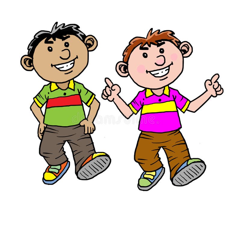Two Happy Kids Walking Cartoon Stock Vector - Illustration of group ...