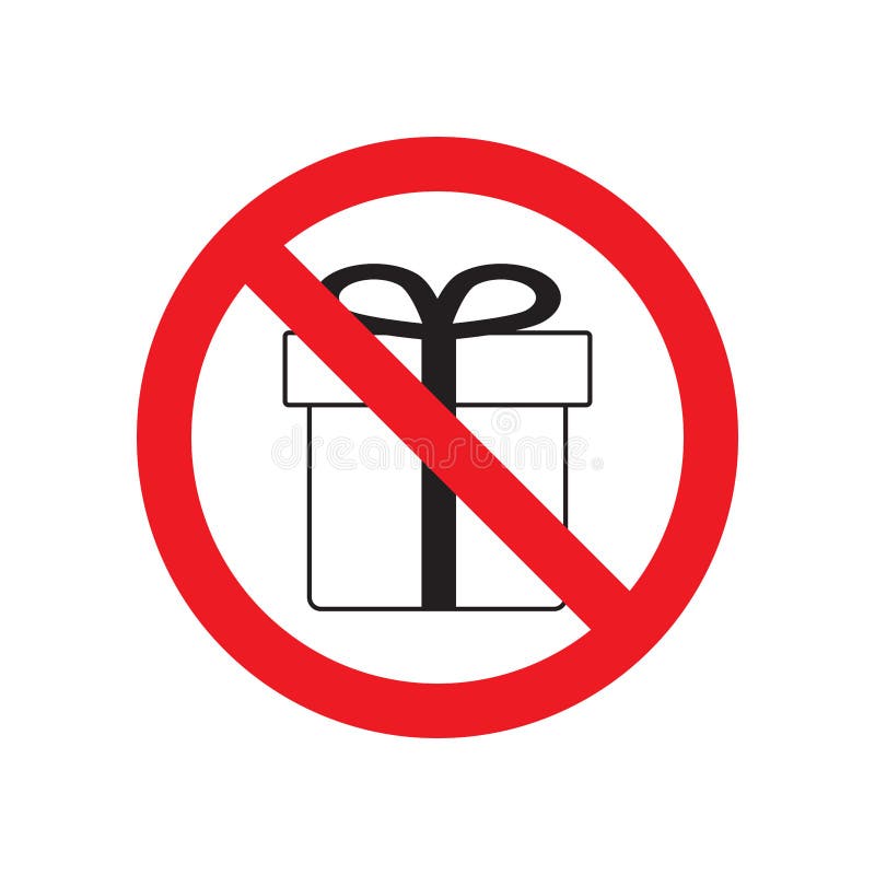 No Gift Box Stop Sign Icon. Present Symbol. Red Prohibition Sign Stock ...