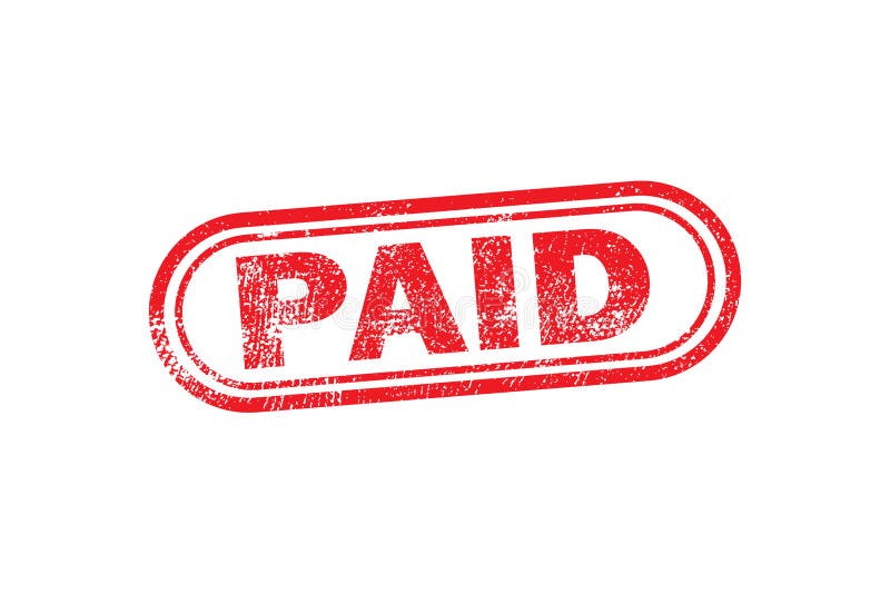 Paid Red Grunge Stamp, Vintage Rubber Badge Template Isolated on White ...