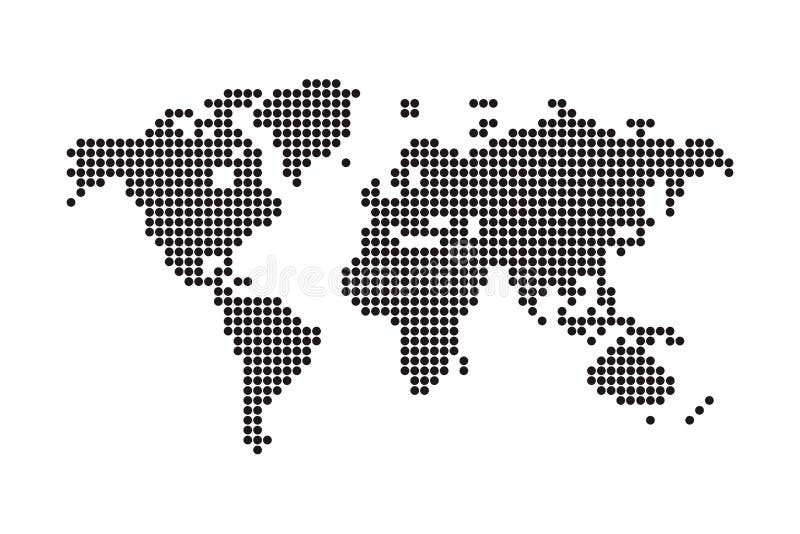 Black Dotted World Map. Vector Illustration, Isolated on White ...