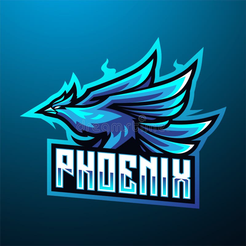 Blue Phoenix Grab Text Esport and Sport Mascot Logo Design in Modern ...
