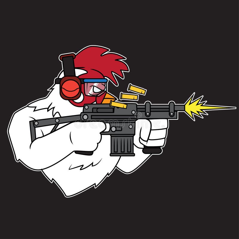 Chicken Mascot Shooting an Automatic Gun Stock Illustration ...