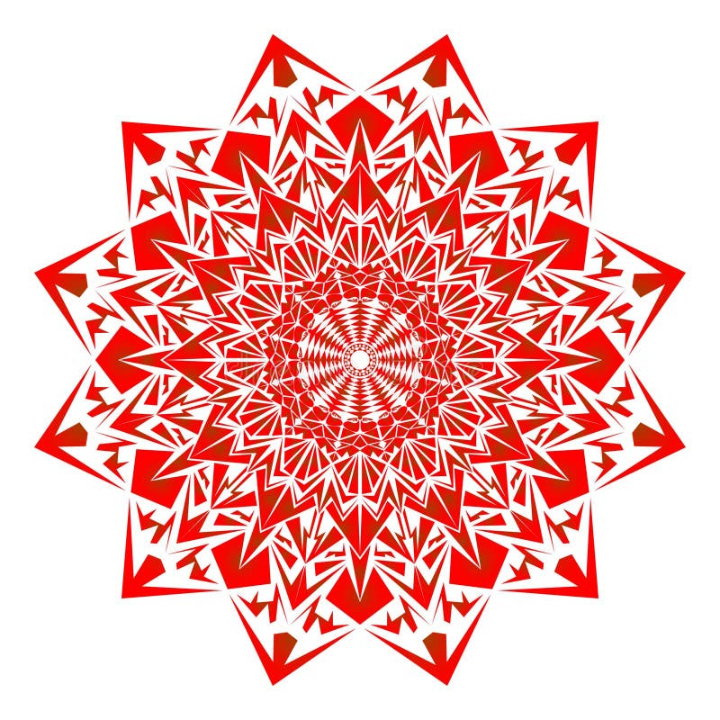 Vector Illustration Isolated Mandala Art Design Pattern Red on White ...