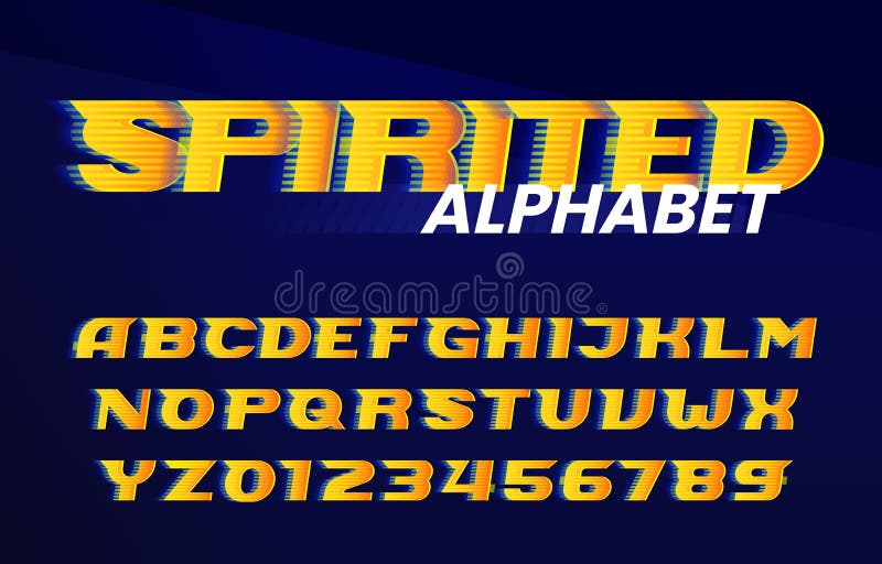 Spirited Alphabet Font. Fast Speed Effect Dynamic Letters and Numbers ...
