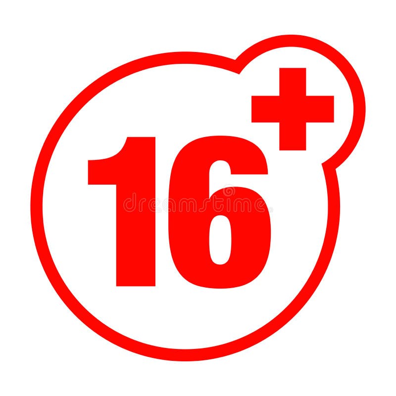 A Sixteen Years Over Icon, 16 Plus Age Limit. Age Prohibition. Stock ...