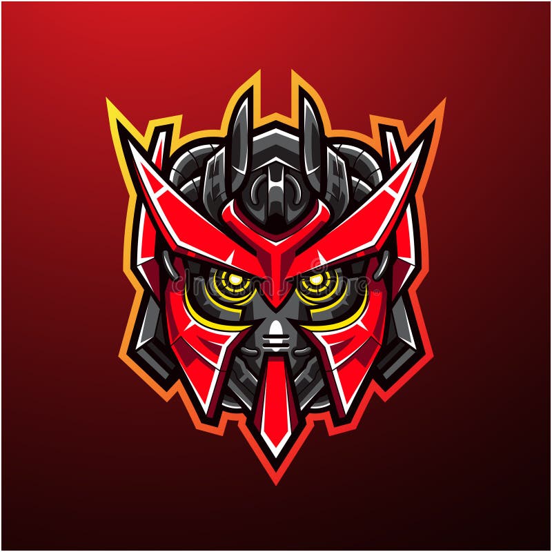 Red Robot head logo design stock vector. Illustration of robotic ...