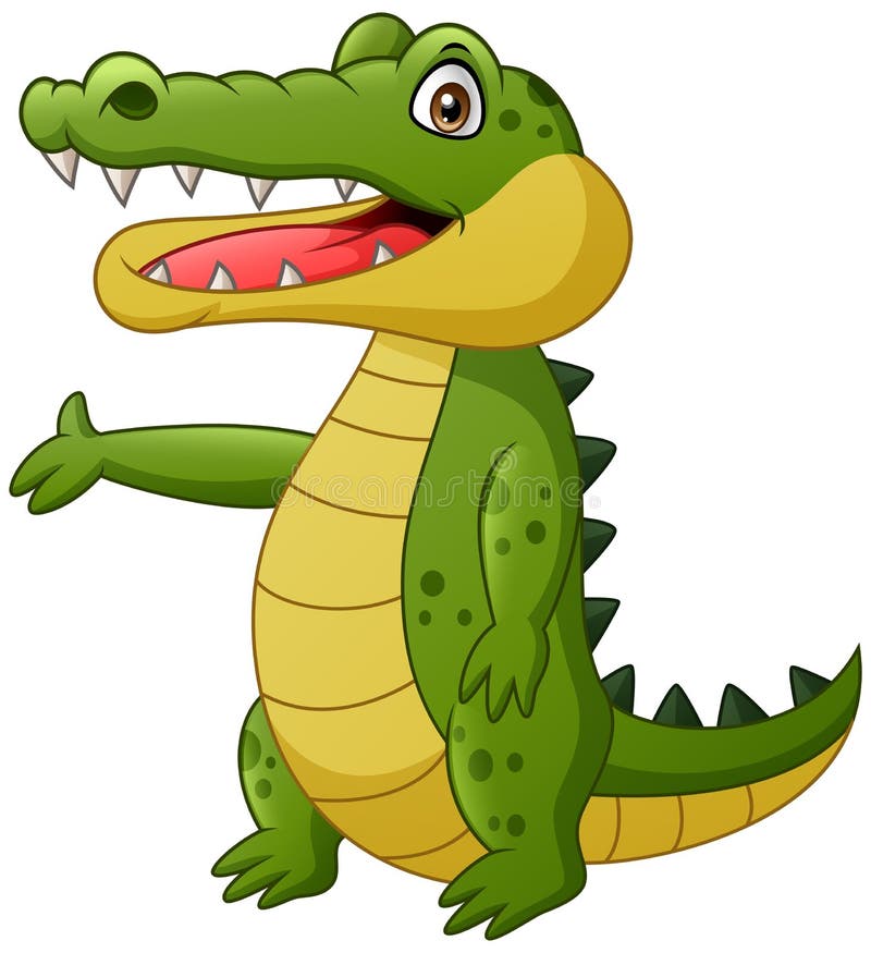 Cute Crocodile Cartoon Waving Stock Vector - Illustration of nature ...