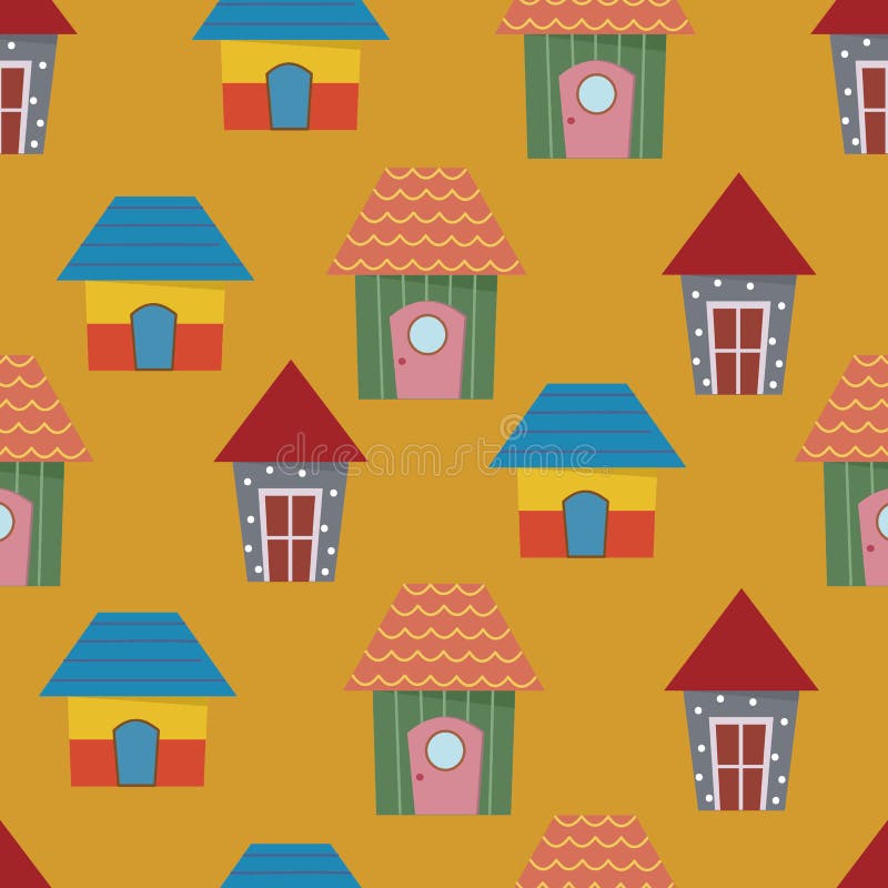 Cute Seamless Pattern House, Pastel Color and Colorful Stock Vector ...