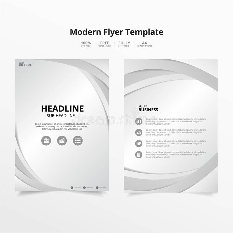 Modern Flyer Template with Wave and Shadow Style Stock Vector ...