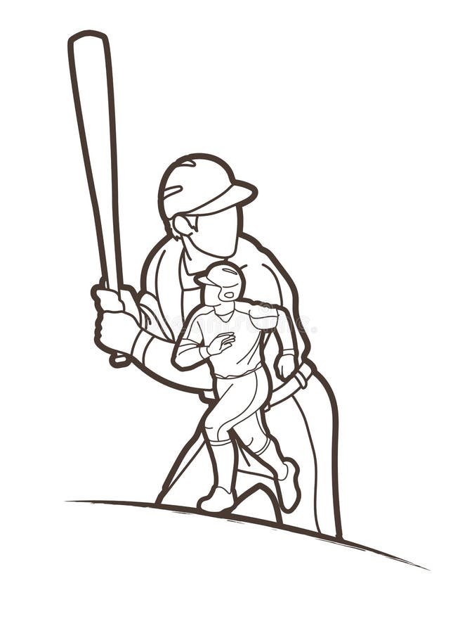 Group of Baseball Players Action Cartoon Sport Graphic Stock Vector ...