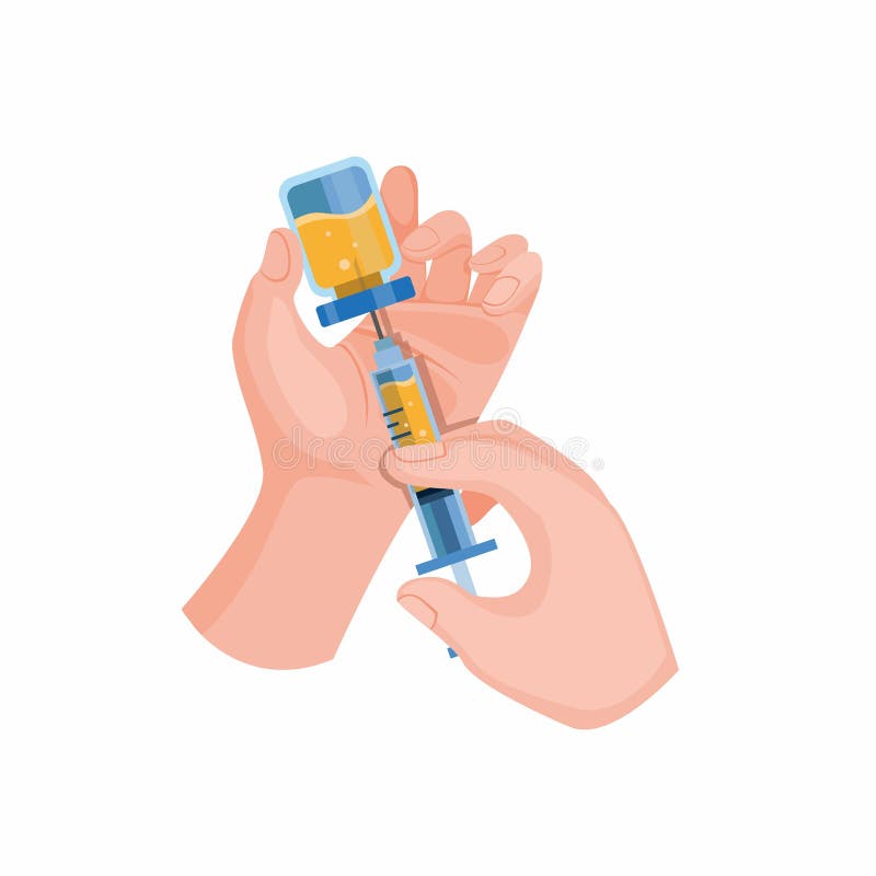 Hand Holding Syringe and Vaccine To Immune from Virus Infection in ...