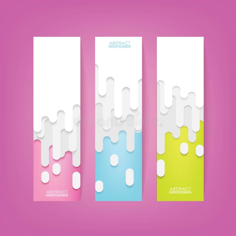 3D Papercut Liquid Drop Banner Set. Colorful Background Vector ...
