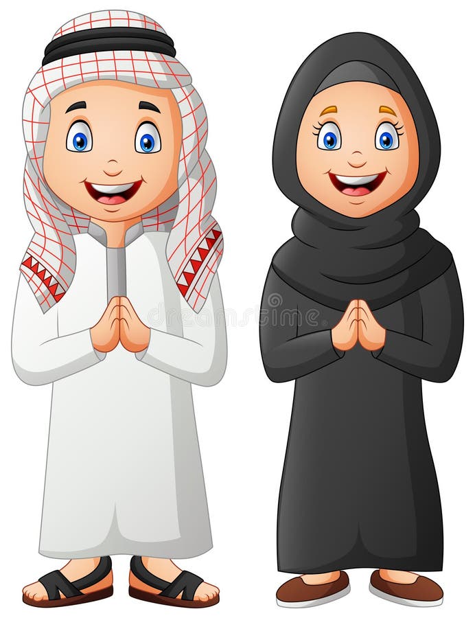 Cute arabic kids cartoon stock vector. Illustration of beautiful ...