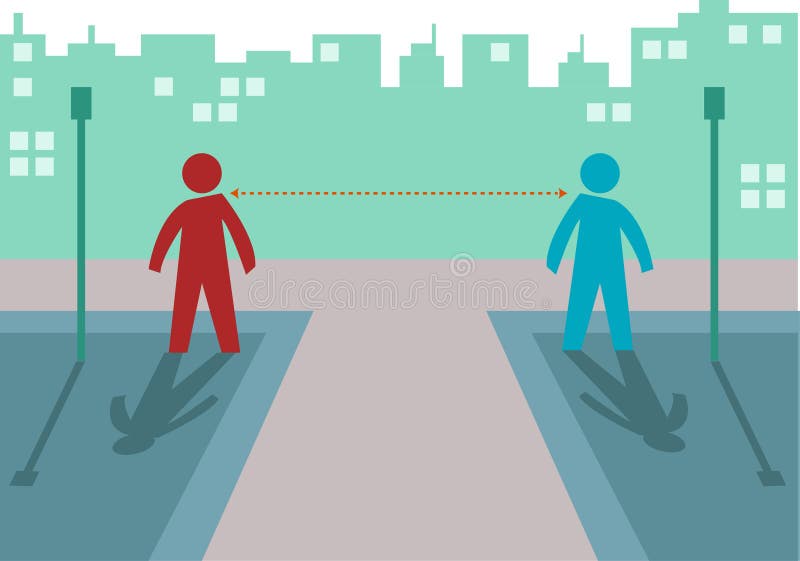 Two People Away Observing Social Distancing or are Estranged Stock ...