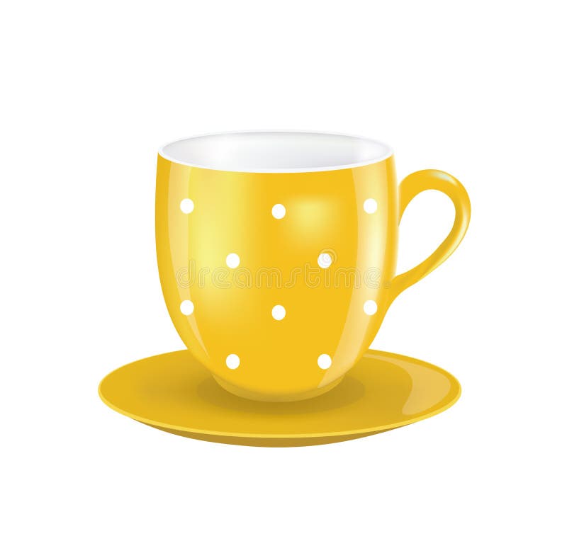 Yellow Coffee Cup with Polka Dot Pattern Stock Vector - Illustration of ...
