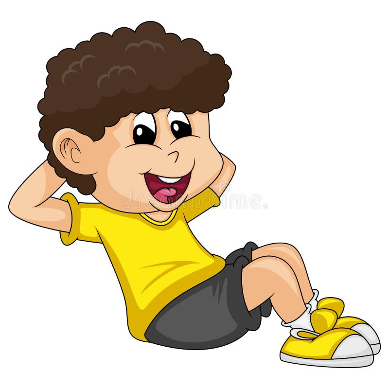 The Boy Doing Exercise Cartoon Vector Illustration Stock Vector ...
