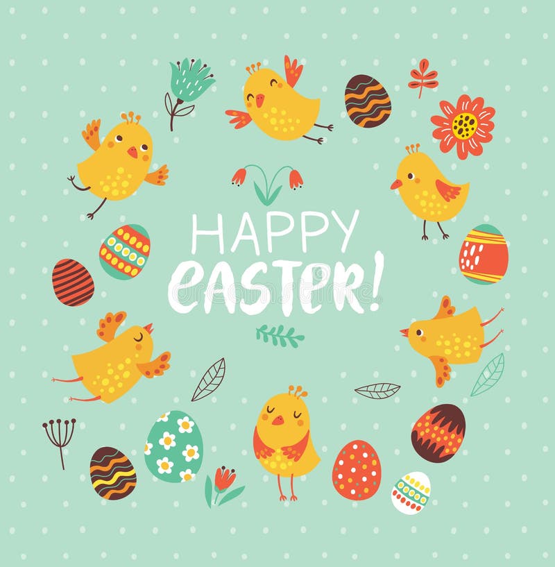Easter Card with Birds and Flowers Stock Vector - Illustration of ...