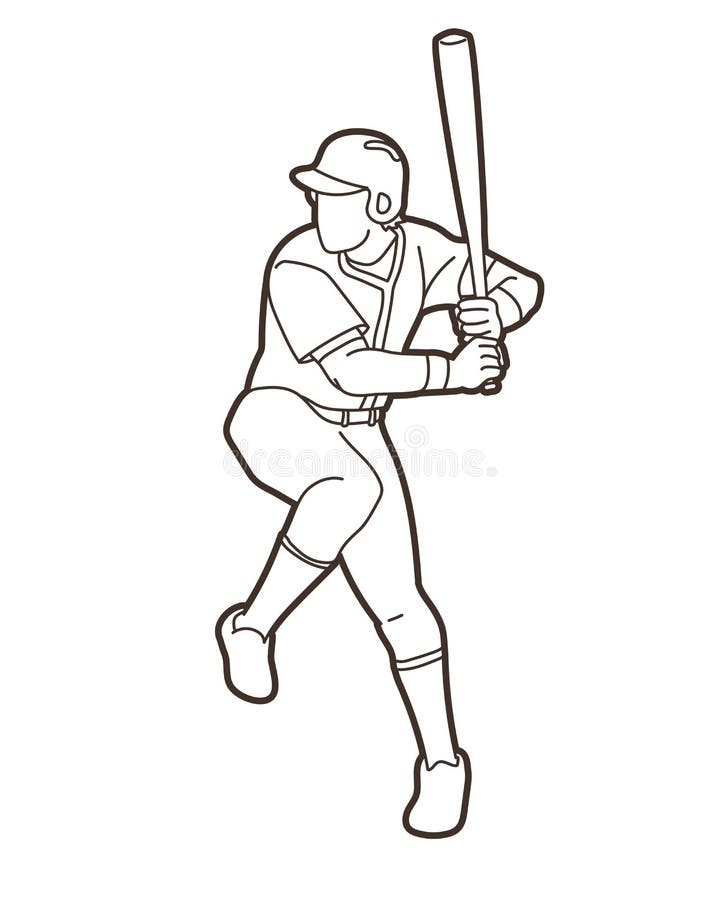 Baseball Player Action Cartoon Sport Graphic Stock Vector ...