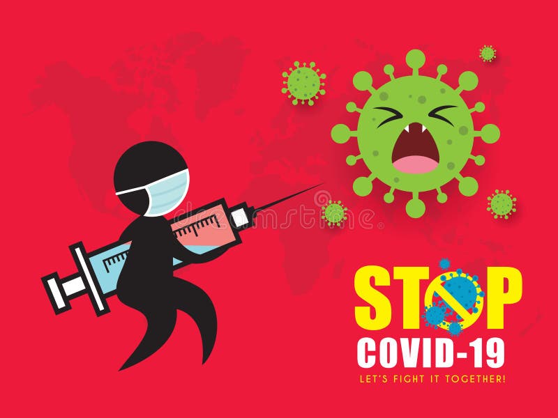 Covid-19 - Stick Figure Man in Medical Face Mask Holding Sword & Shield ...