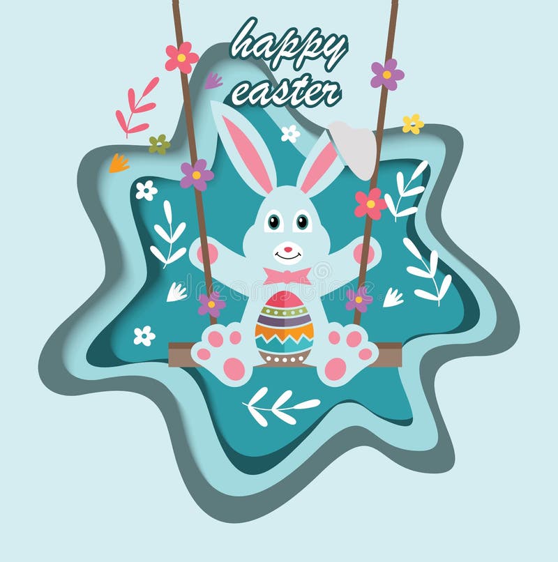 Easter Egg Holiday. Happy Bunny Rabbit Vector Graphic. Stock Vector ...