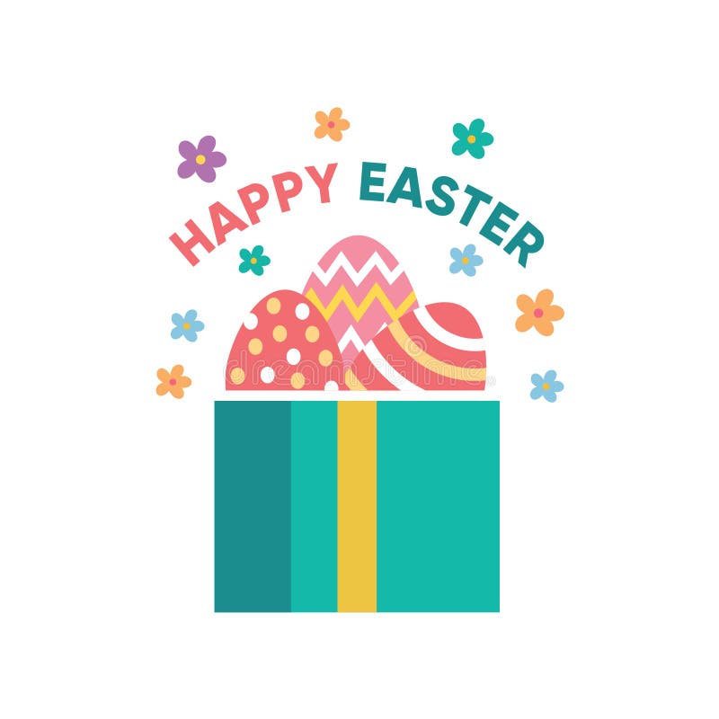 Happy Easter Logo Icon Vector Background Template. Gift Bunny Rabbit ...