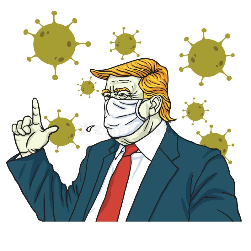 Donald Trump Wearing Mask Anti Coronavirus Icon Cartoon Vector Drawing ...
