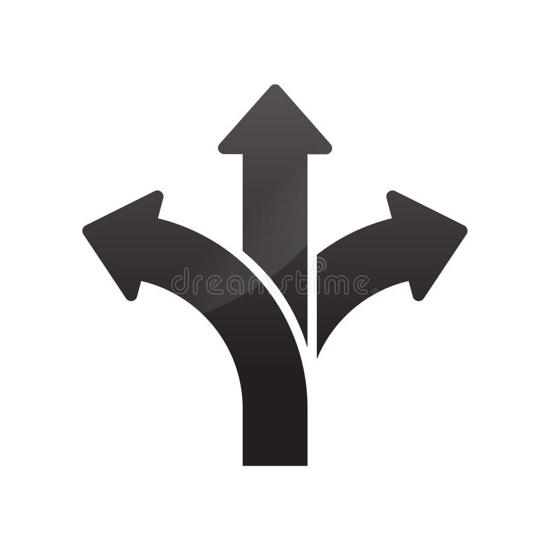 Three way direction arrow. stock vector. Illustration of green - 176909301