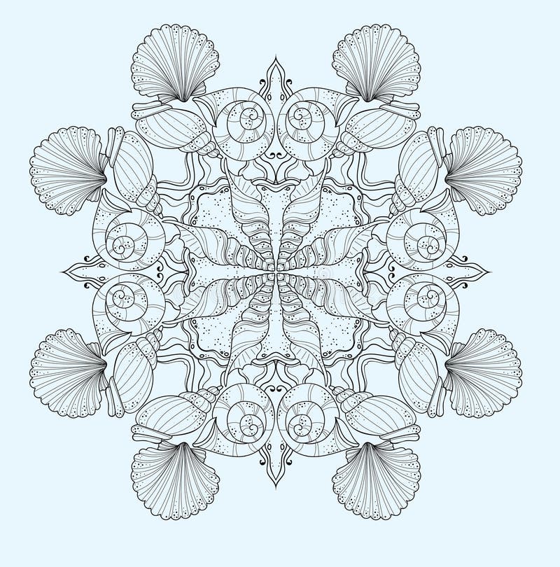 Shell Mandala Vector Illustration. Round Ornament Pattern Stock Vector ...