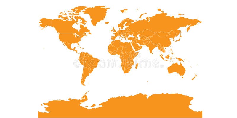 Color Vector Map of the World. Dots Map is Orange. Stock Illustration ...